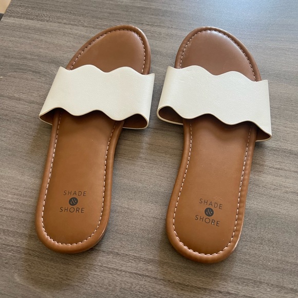 Shade & Shore | Shoes | Used Once Shade Shore Cream And Brown Sandals ...